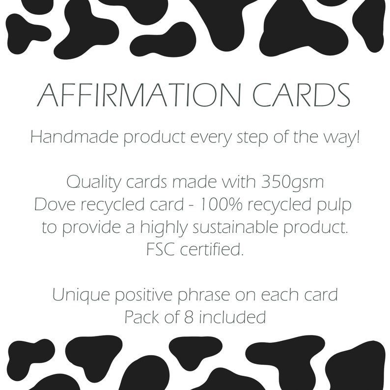 Cow Print Affirmation Cards: Daily Positive Quotes, Self-care (A6, Set ...