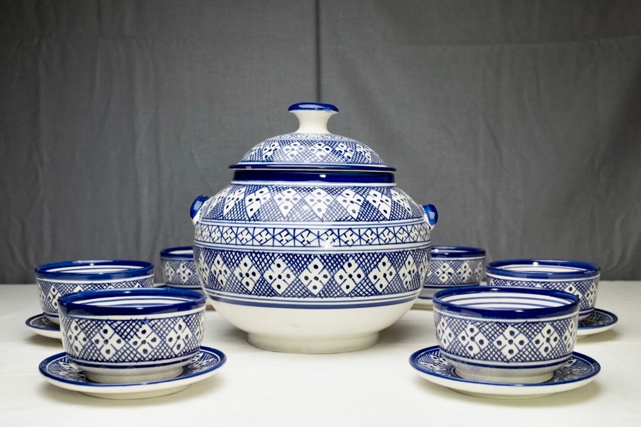 Soup Tureen Handmade Pottery Artisanal Morrocan Ceramic Rustic Ceramic ...