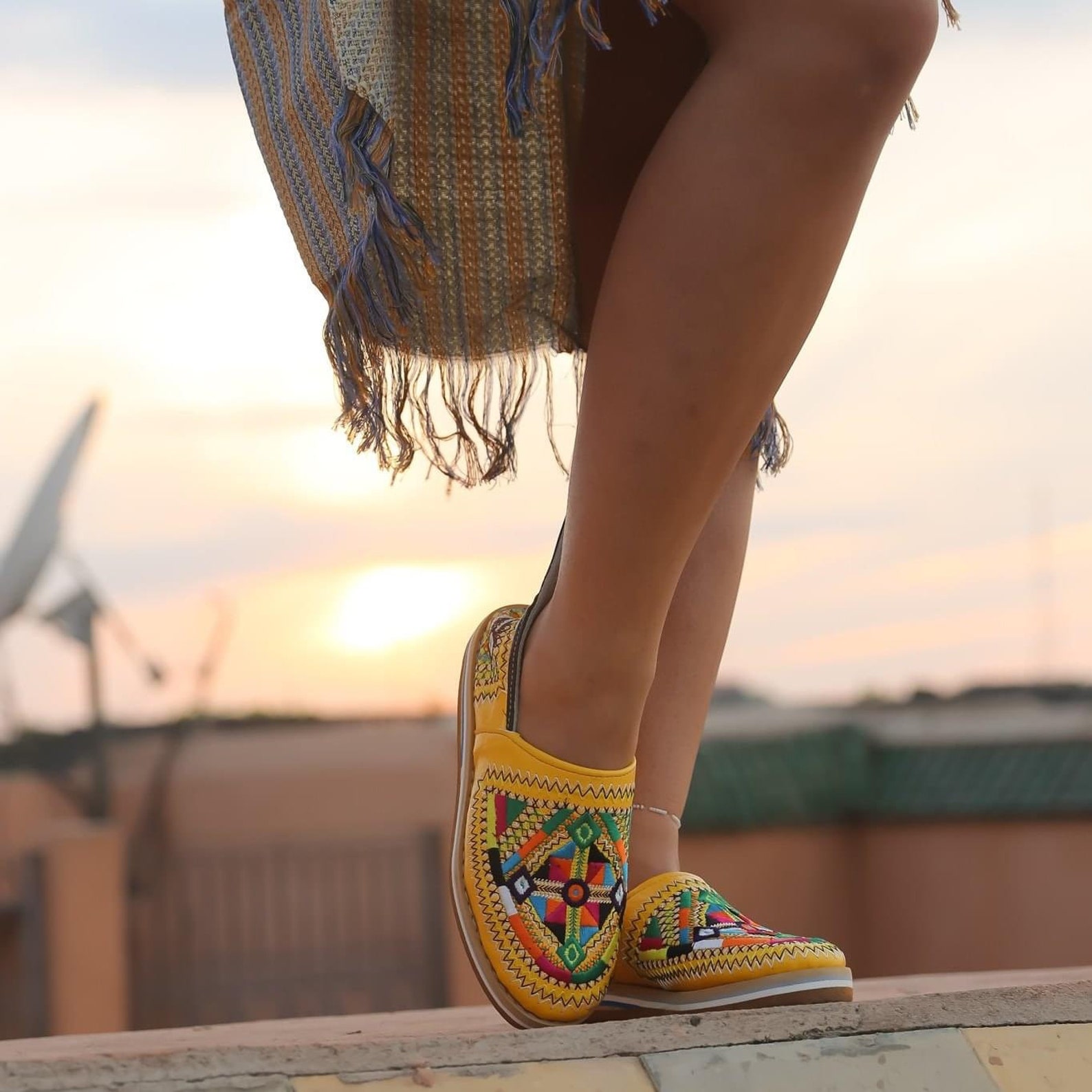 Handcrafted Sheepskin Moccasins With Pom-poms Authentic Moroccan Berber ...