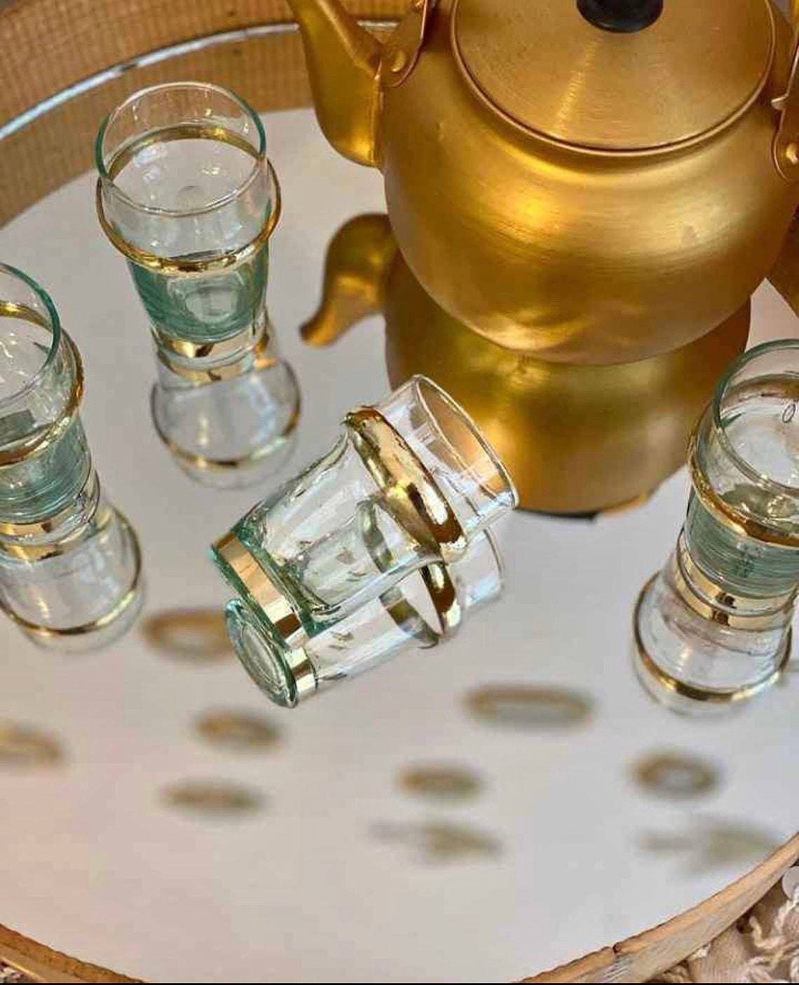 Tea Glasses Vintage Beldi Gold Moroccan Set Handcrafted Style Cups ...