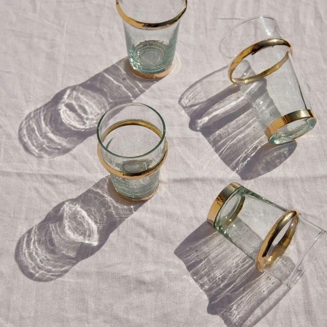 Tea Glasses Vintage Beldi Gold Moroccan Set Handcrafted Style Cups ...