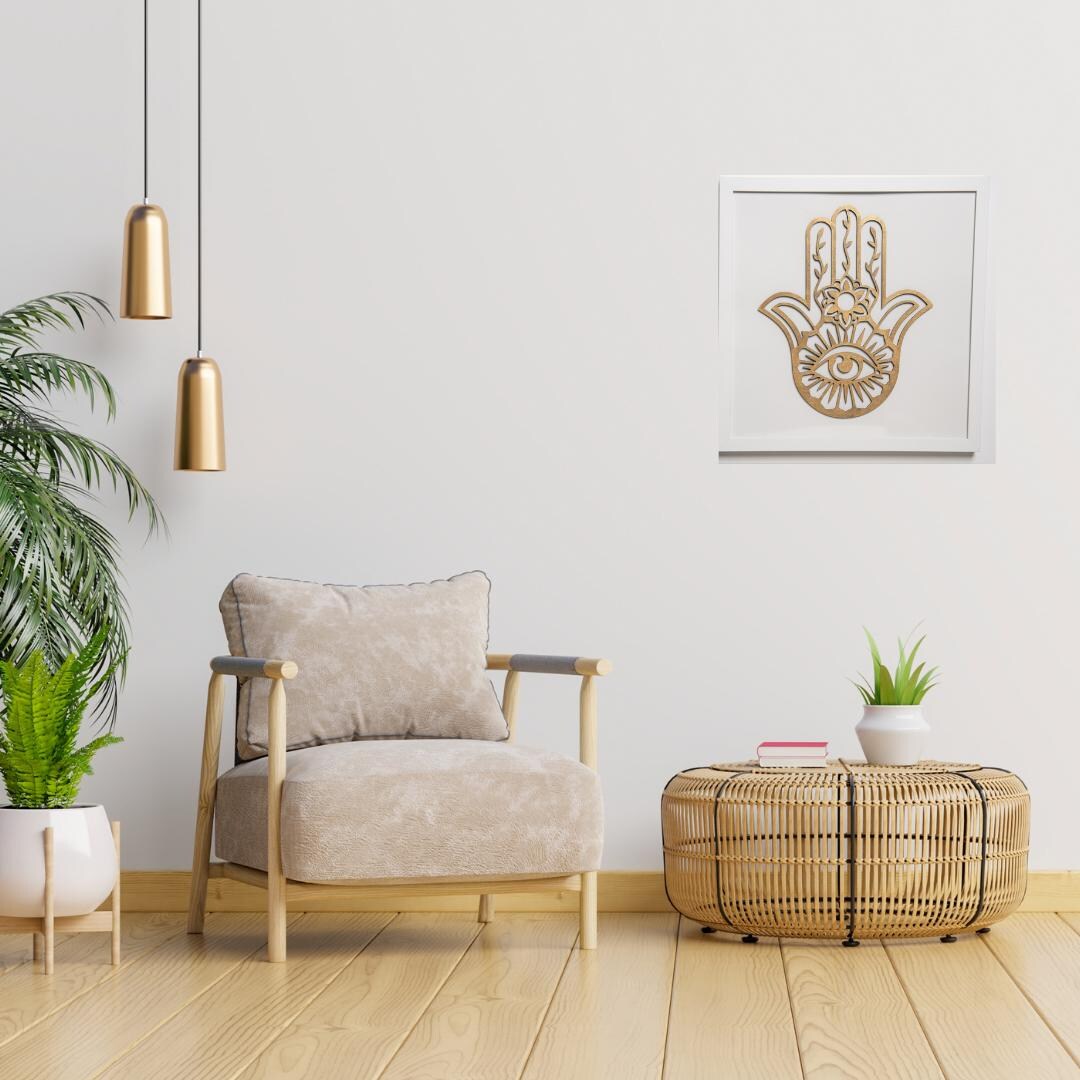 Golden Hamsa Hand Symbol of Protection Art Sacred Geometry Wall Art ...