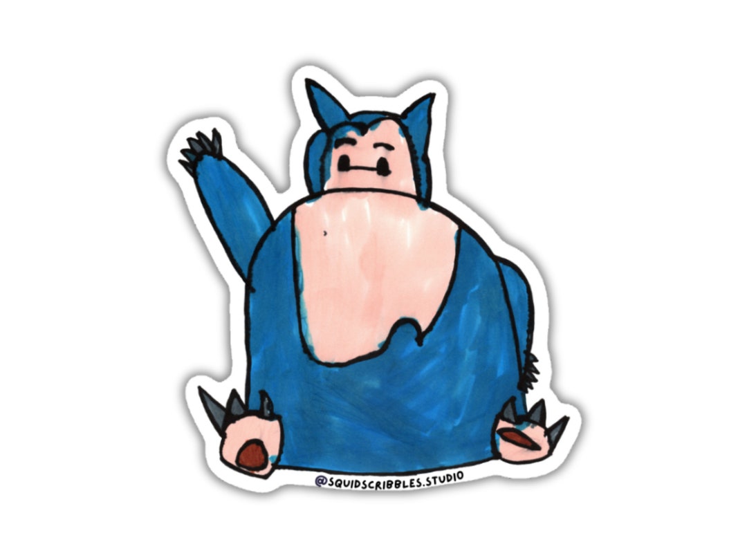 Snorlax Inspired Pokemon Sticker Hand-drawn by Kid Artist Gifts for ...