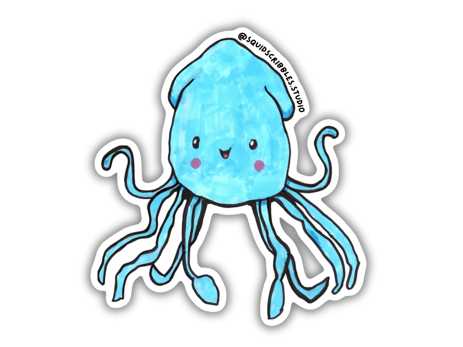 Adorable Squid Sticker Featuring Artwork by Kid Artist - Etsy
