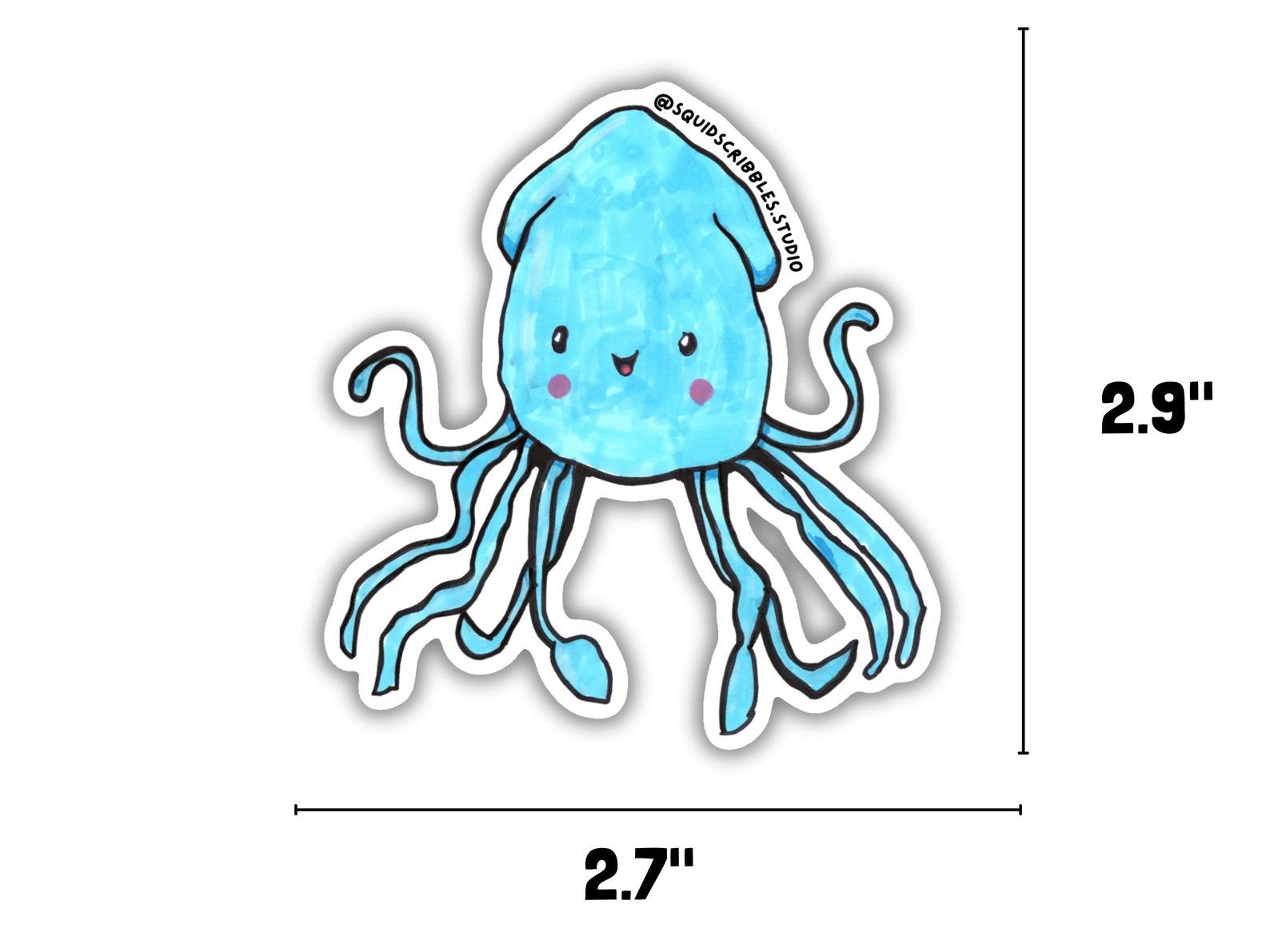 Adorable Squid Sticker Featuring Artwork by Kid Artist - Etsy
