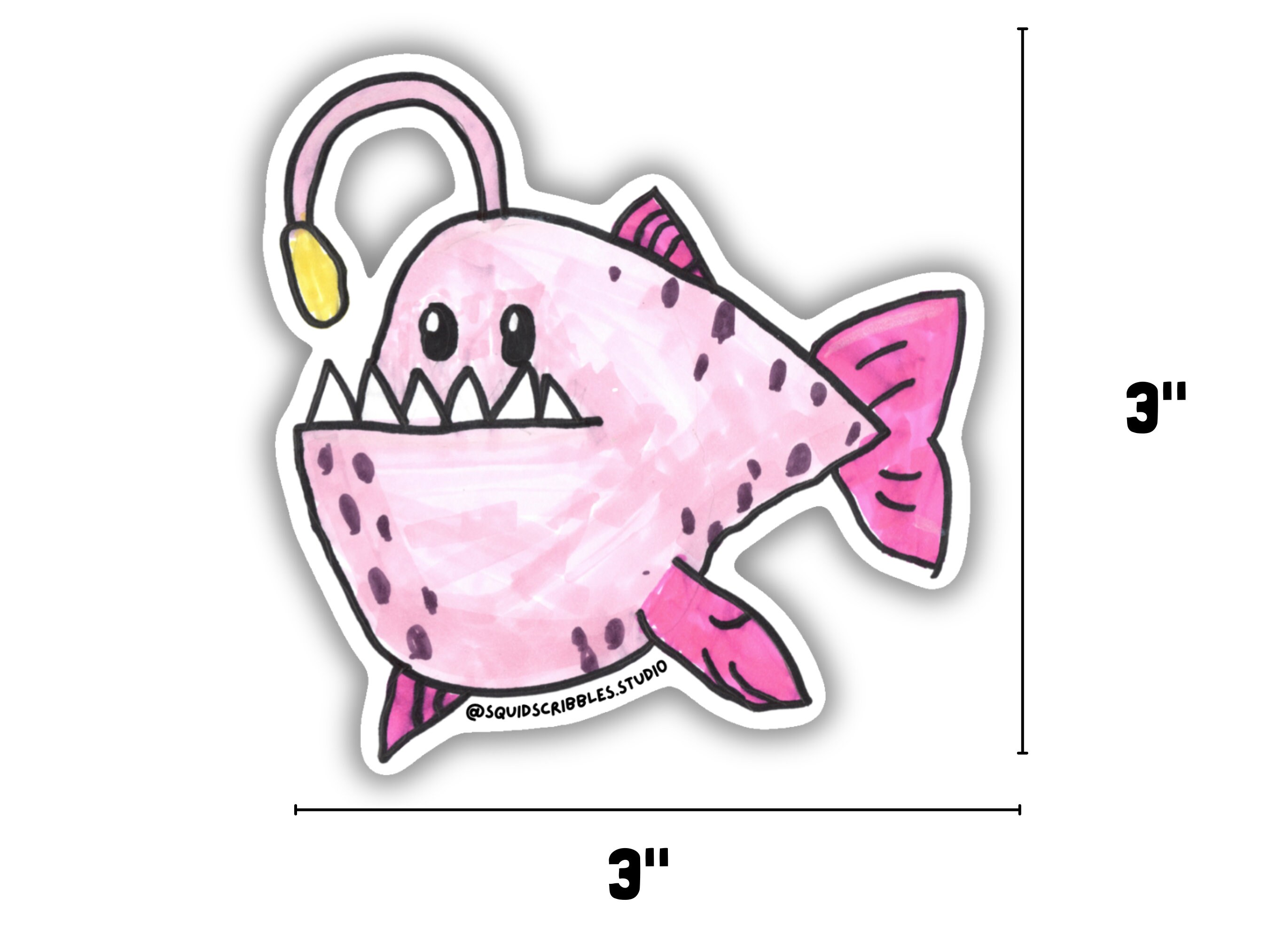 Cartoon Angler Fish Sticker Featuring Artwork by Kid Artist - Etsy