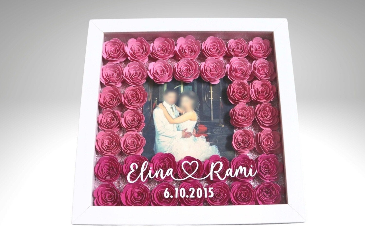 Couples Anniversary Flower Shadow Box | Custom Gift for Anniversary ...
