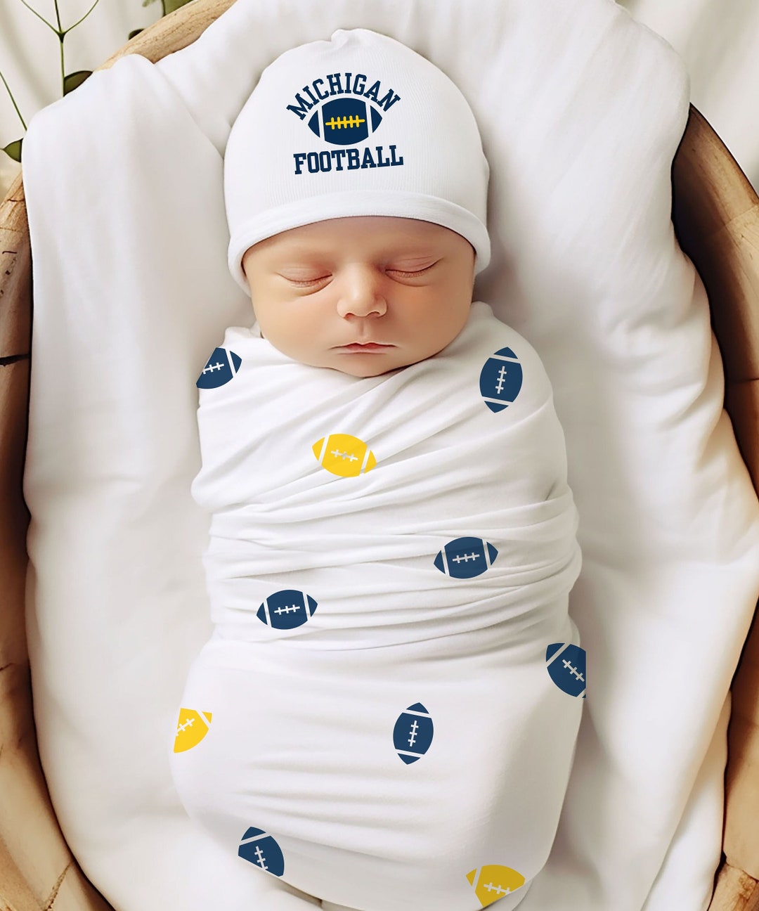 Michigan Football, Infant Swaddle and Hat Set, University, Michigan ...