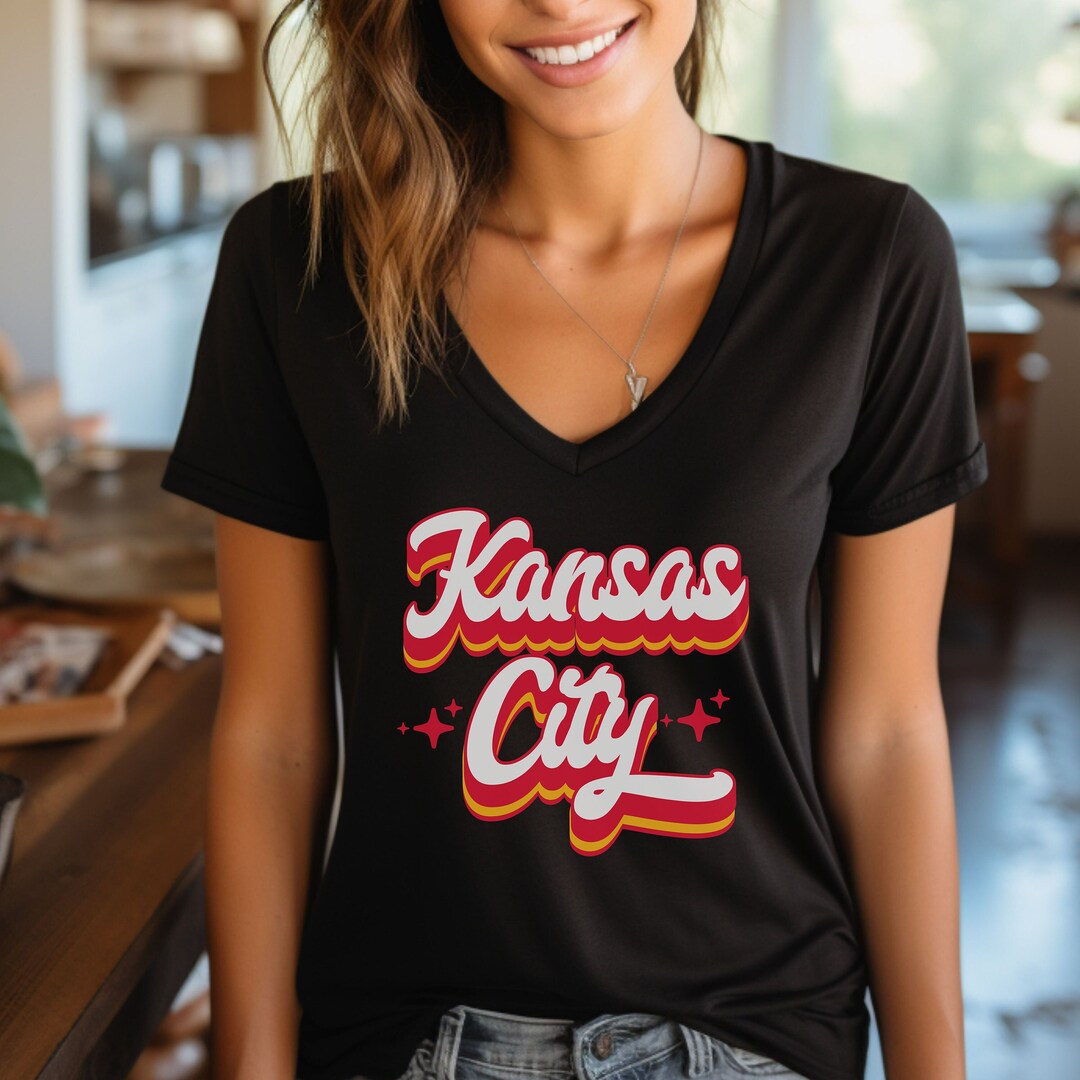 Kansas City Football V-neck, Kansas City V-neck, Retro Kansas City ...