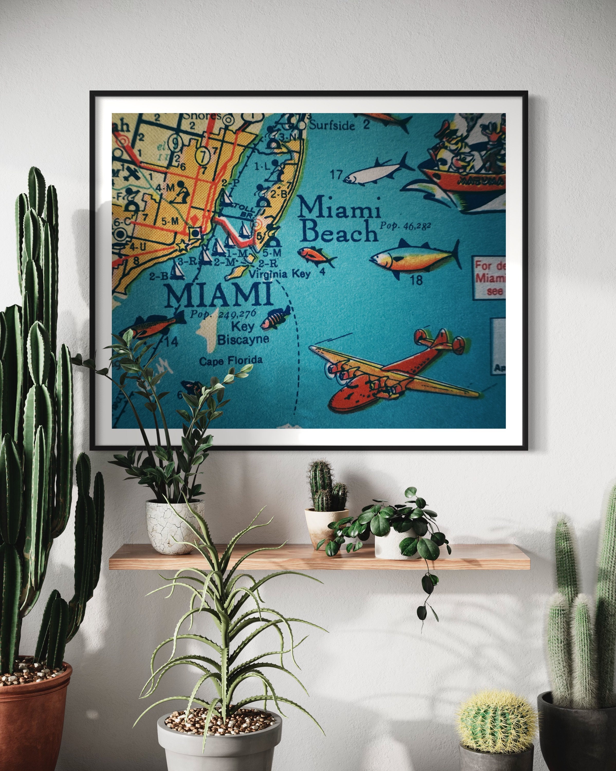 Miami / Miami Beach / Florida / Map / Vintage / Print / Photo / Art / Decor / Retro - Etsy