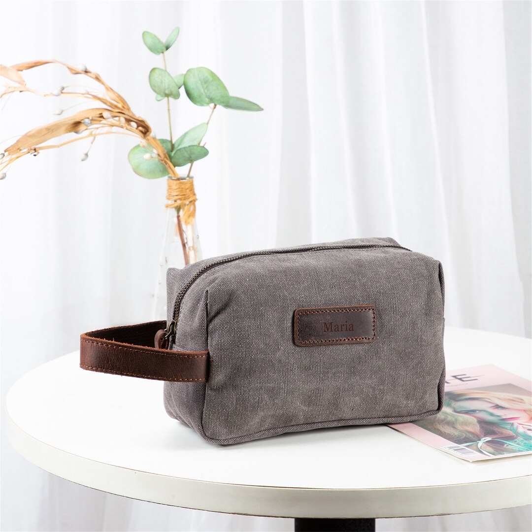 Personalized Canvas Leathers Travel Bag,toiletry Bag,mens Toiletry Bag ...