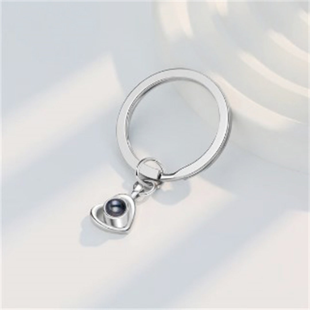 Custom Heart Photo Projection Keychain, Family Photo Inside Keychain ...