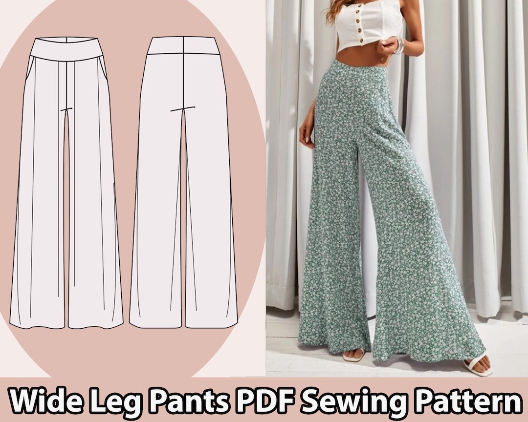 Wide Leg Sewing Pattern Sizes XS-XXXL Comfy Pants Sewing - Etsy