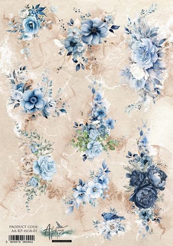 A4, Rice Paper, Art Alchemy, Collection in Frosty Colors, Decoupage ...