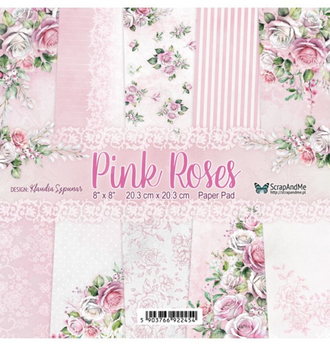 8 X 8, 15 Sheets, Collection Pink Roses, Scrapandme, Sheets for Cutting ...