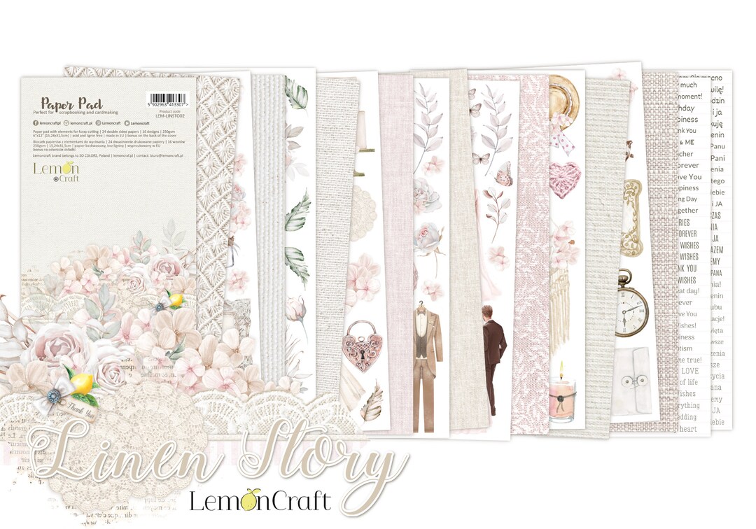 12x6, Collection Linen Story, Lemoncraft, Scrapbooking Paper Set ...