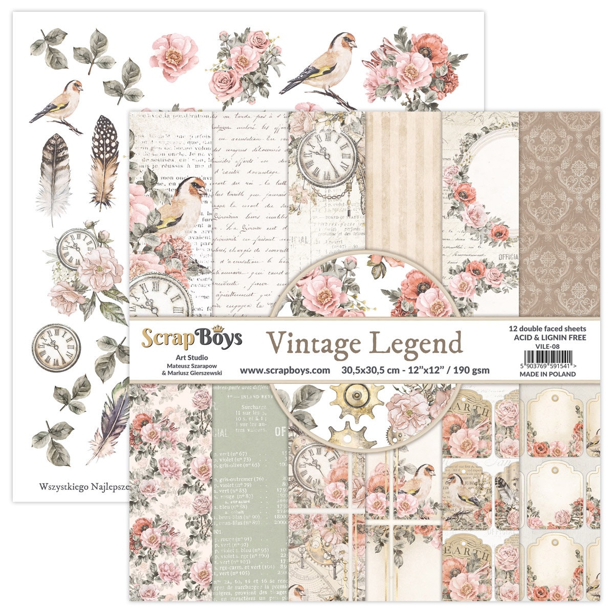 Vintage Legend, Scrapboys, Scrapbooking Double Sided Paper Set 12 X 12 ...