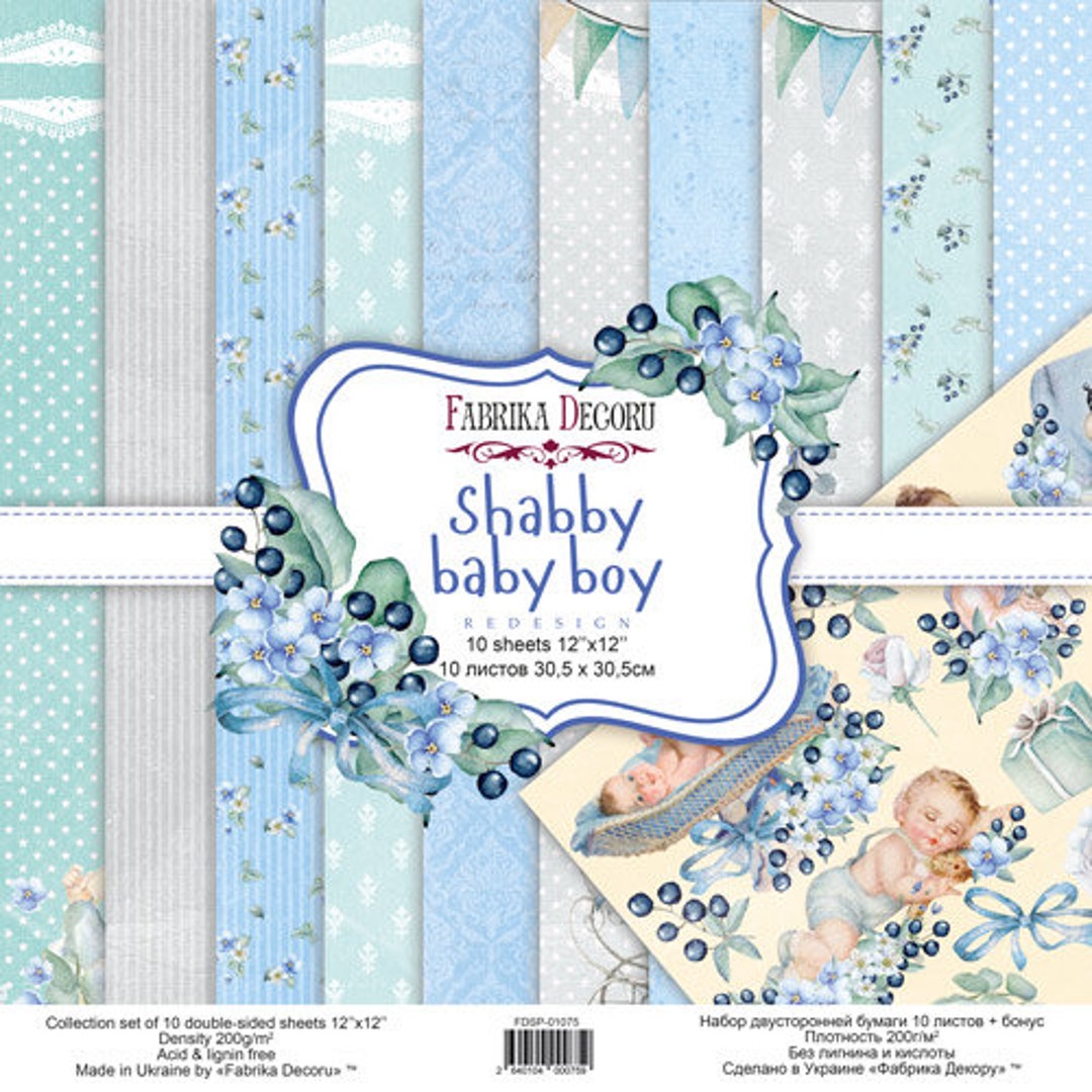 12 X 12, 10 Sheets, Shabby Baby Boy Redesign, Fabrica Decoru ...