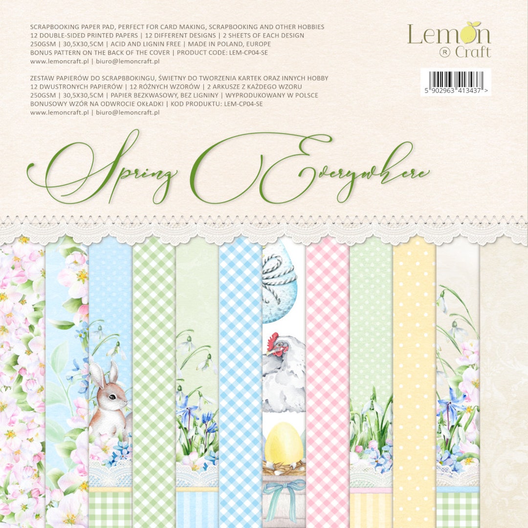 12 X 12, 12 Sheets, Spring Everywhere, Lemoncraft, Creative Paper Pad ...