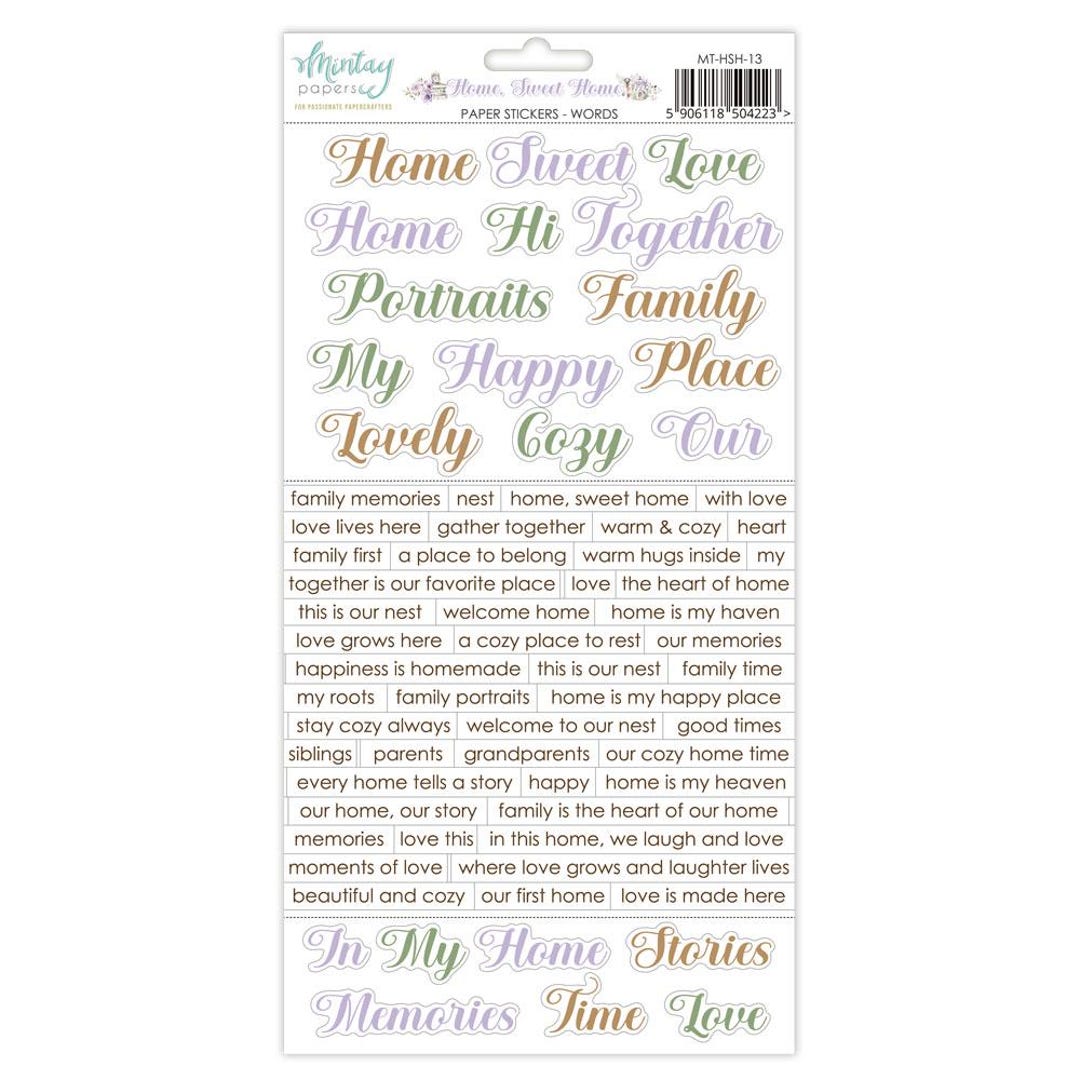 6x12 Paper Stickers | Home, Sweet Home - Words | Mintay Papers | Cozy ...