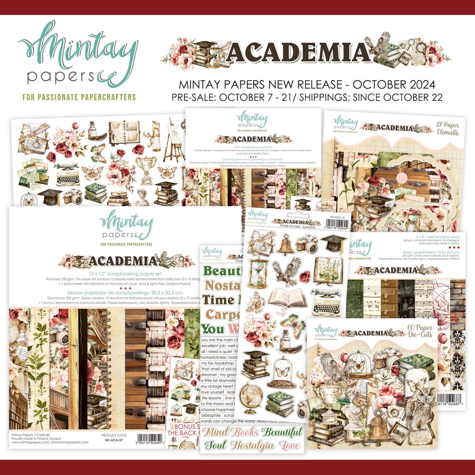 Academia 6x12 Paper Stickers | Elements Collection | Mintay Papers ...