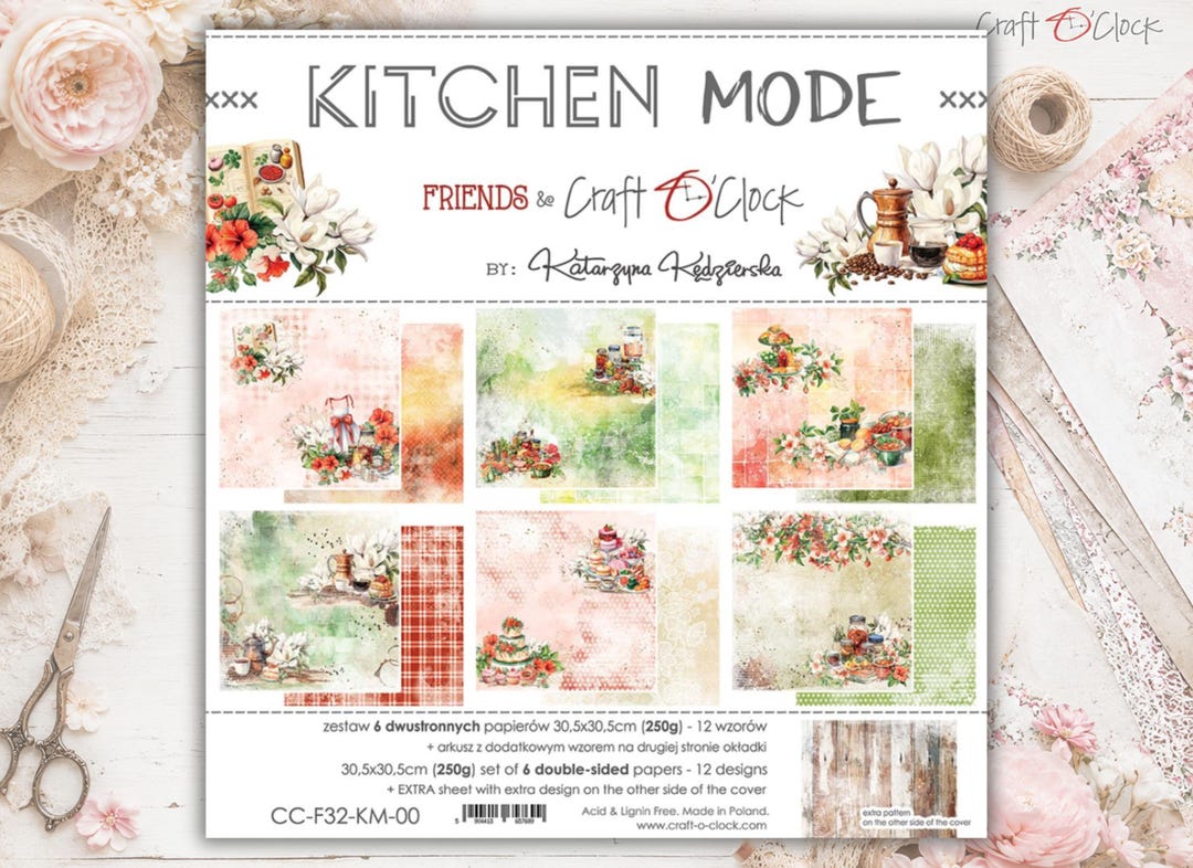 12x12 Scrapbook Paper Pack | Kitchen Mode | 6 Double Sided Sheets ...