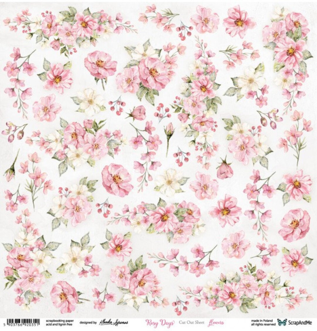 12 X 12, 1 Sheet, Rosy Days, Scrapandme, Sheets for Cutting ...