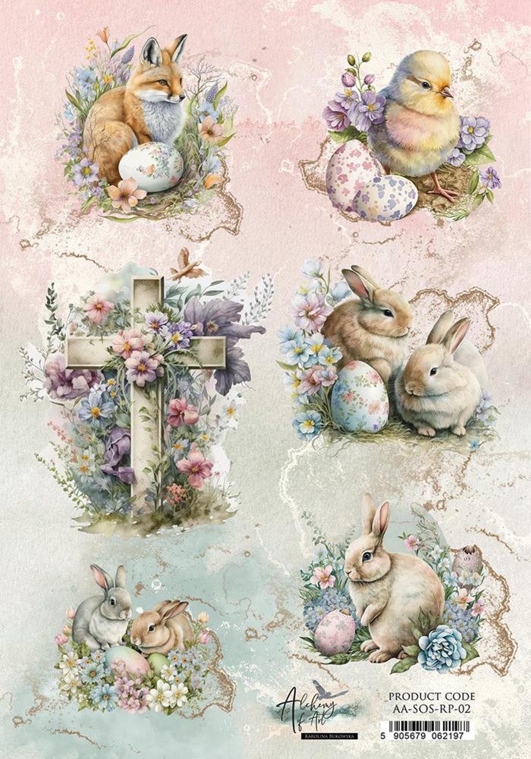 A4, Rice Paper, Art Alchemy, Collection Soul of Spring, Decoupage Rice ...