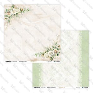 White Roses 12x12 Scrapbook Paper Pack | Wedding Floral Papers | 5 ...