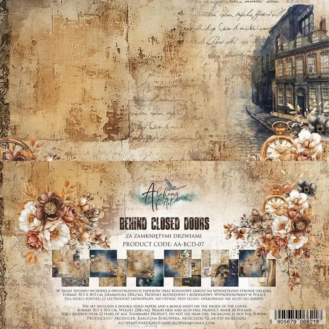 Scrapbook Paper Pack | Behind Closed Doors | 12x12 Inch (30.5x30.5 Cm) | 6 Double-sided Sheets ...