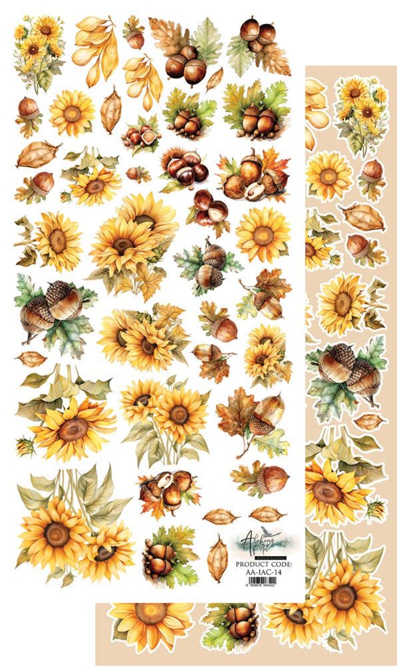 Autumn Sunflower Scrapbooking Paper Sheet, Art Alchemy (6x12) - Etsy