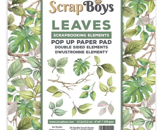 POP UP Leaves, Scrapboys, Scrapbooking Elements Set 6 X 6, 24 Sheets ...