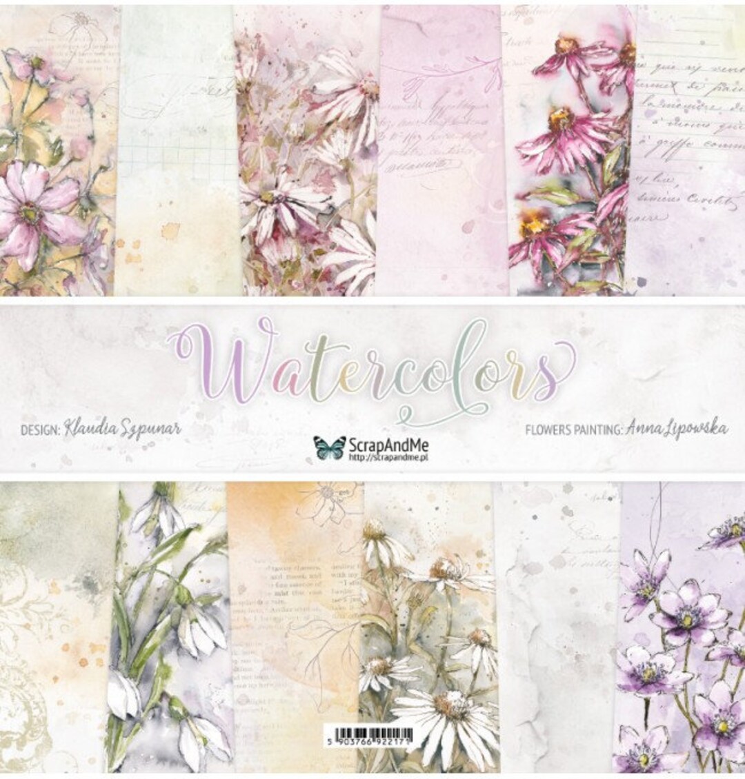 12 X 12, 6 Sheets, Watercolors, Scrapandme, Scrapbooking Paper Set 12 X ...