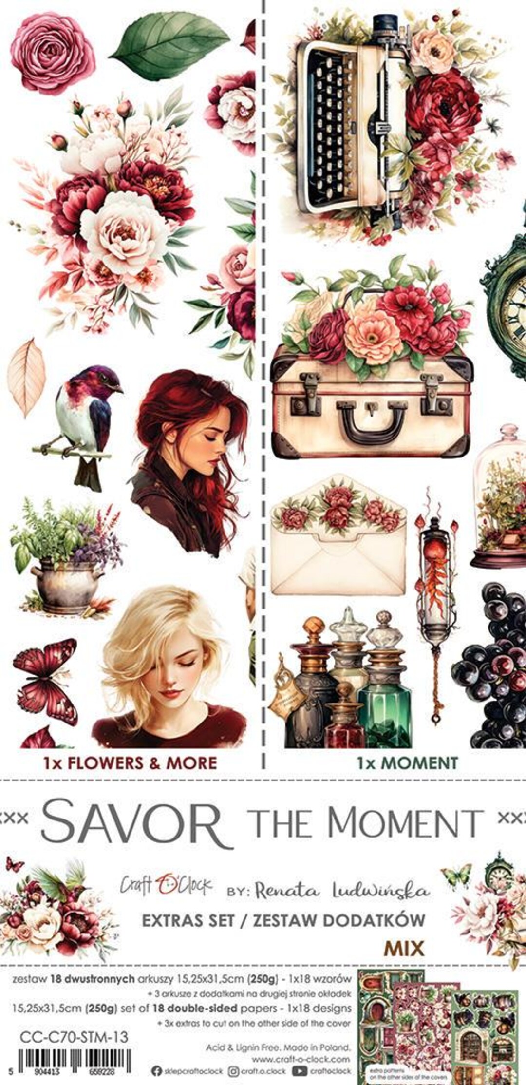 6x12, 18 Sheets, Extras Set for Cut, Savor the Moment, Craft O'clock ...