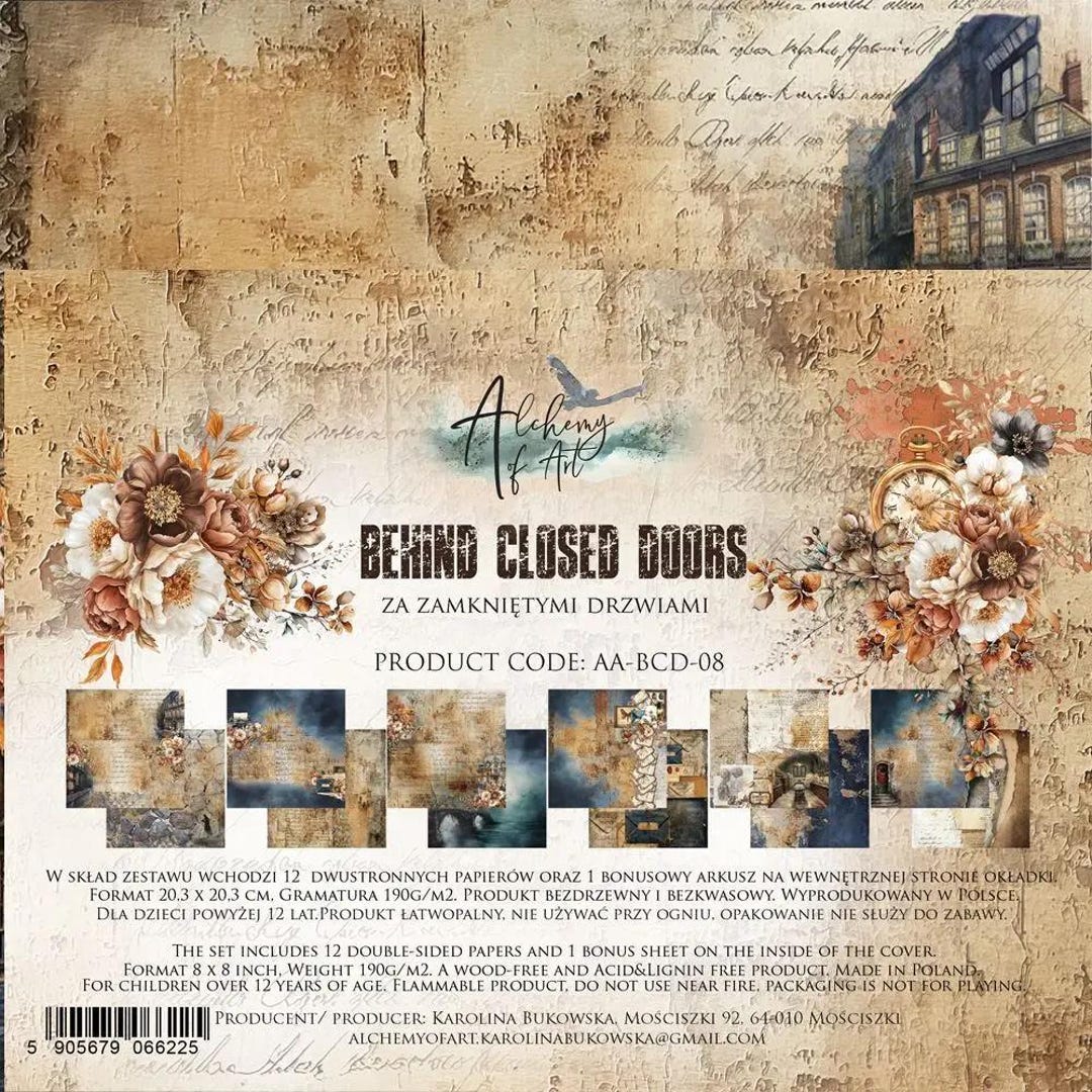 Scrapbook Paper Pack | Behind Closed Doors | 8x8 Inch (20.3x20.3 Cm ...