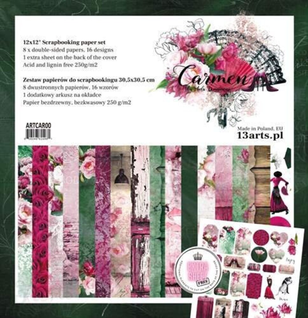 12 X 12, 8 Sheets, Collection Carmen, 13@rts, Sheets for Cutting ...