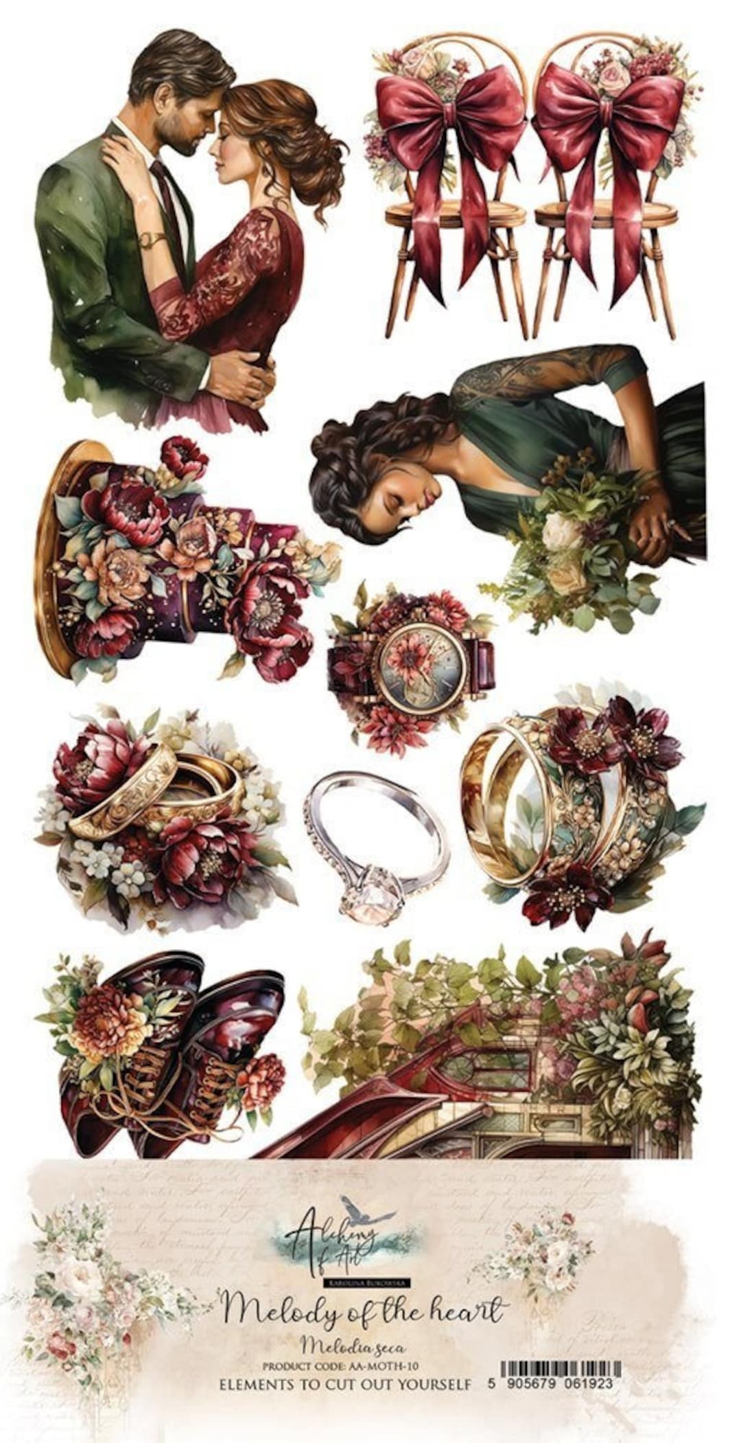 6x12, 6 Sheets, Extras Set for Cutting, Melody of the Heart, Art ...