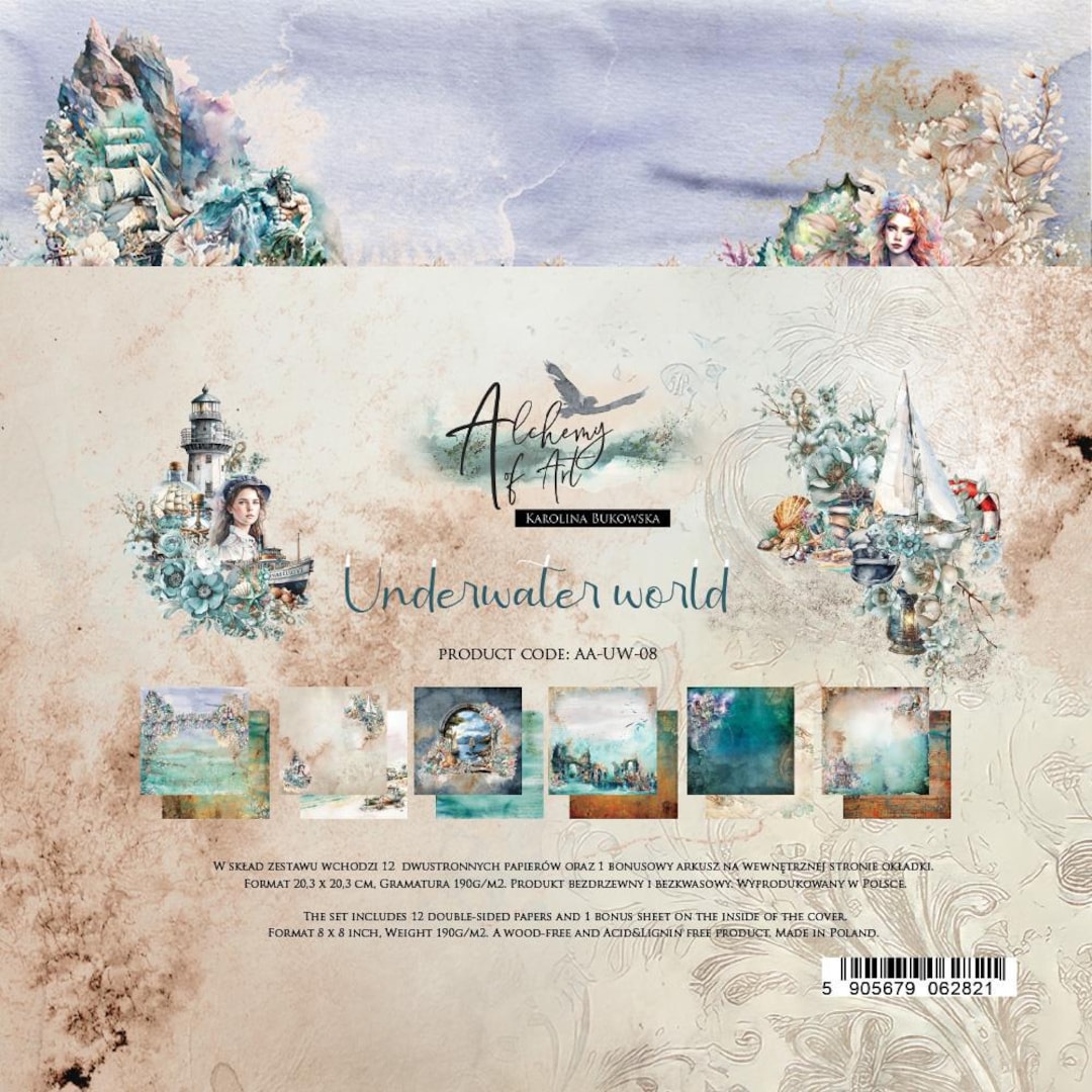 8x8, 12 Sheets, Art Alchemy, Collection Underwater World, Scrapbooking ...