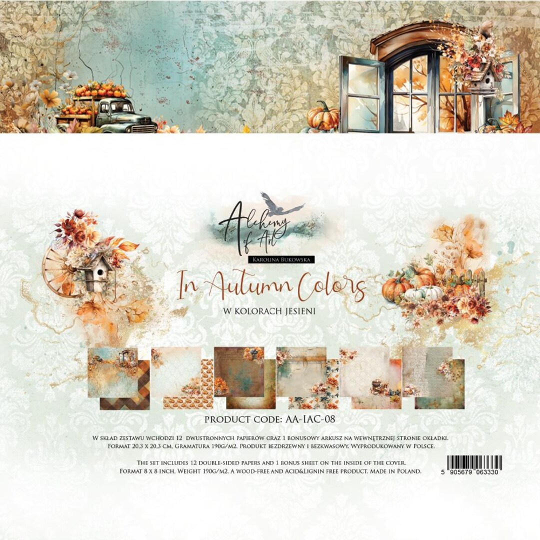 8x8, 12 Sheets, Art Alchemy, Collection in Autumn Colors, Scrapbooking ...