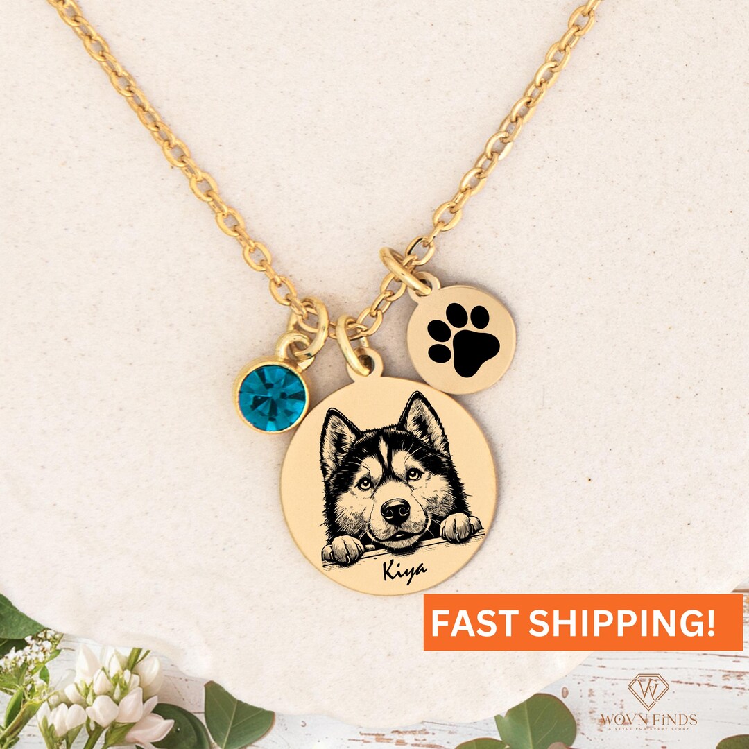Siberian Husky Necklace,siberian Husky Pendant 18k Gold Plated and ...