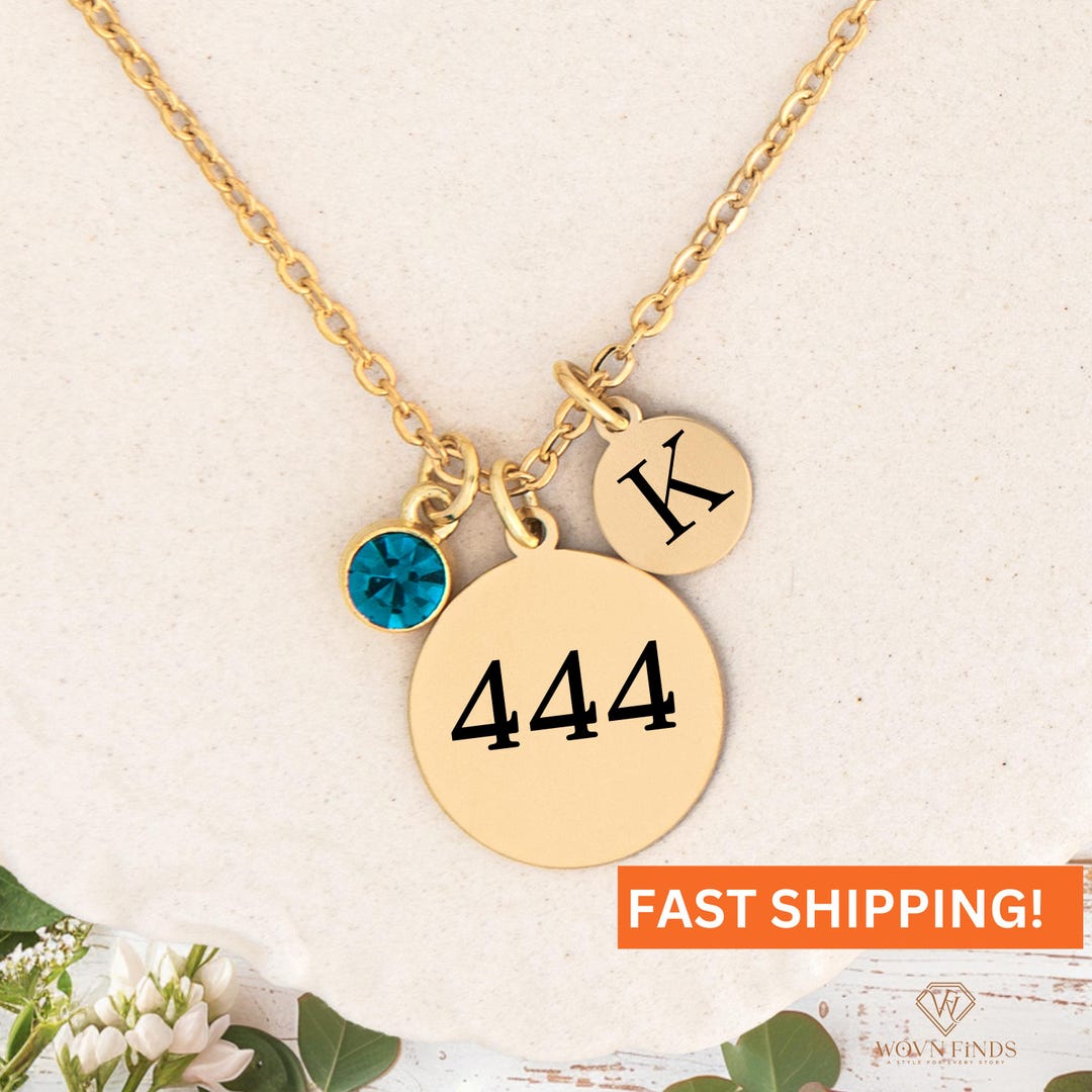 Angel Number Necklace,gold Angel Number Jewelry,birthstone 444 Necklace ...