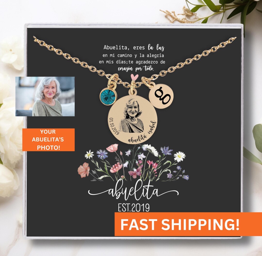 Abuelita Gift, Abuela Spanish Grandma Mothers Gift Birthstone Initial ...