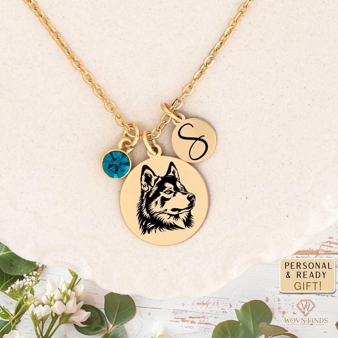 Siberian Husky Necklace,siberian Husky Pendant 18k Gold Plated and ...