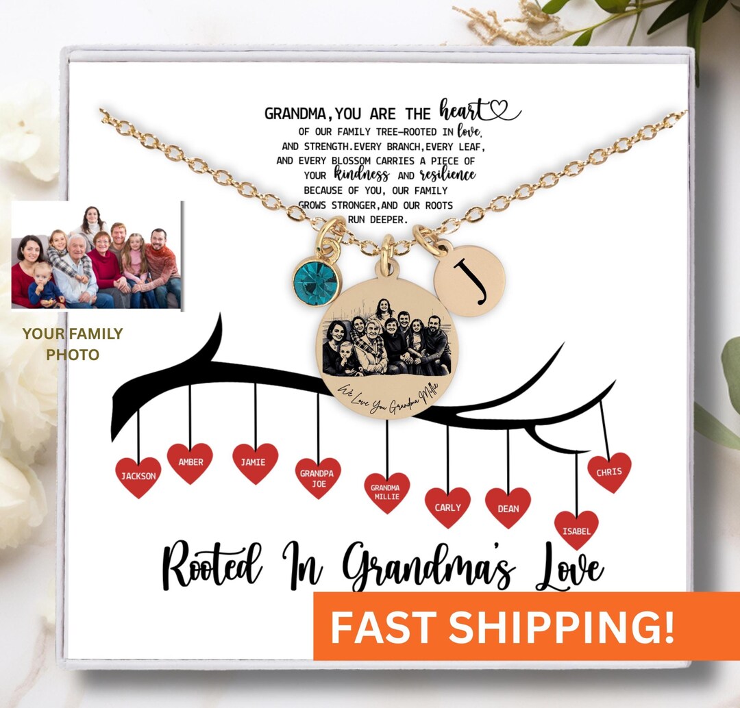 Grandma Family Tree Necklace,custom Portrait Family Tree Necklace for ...