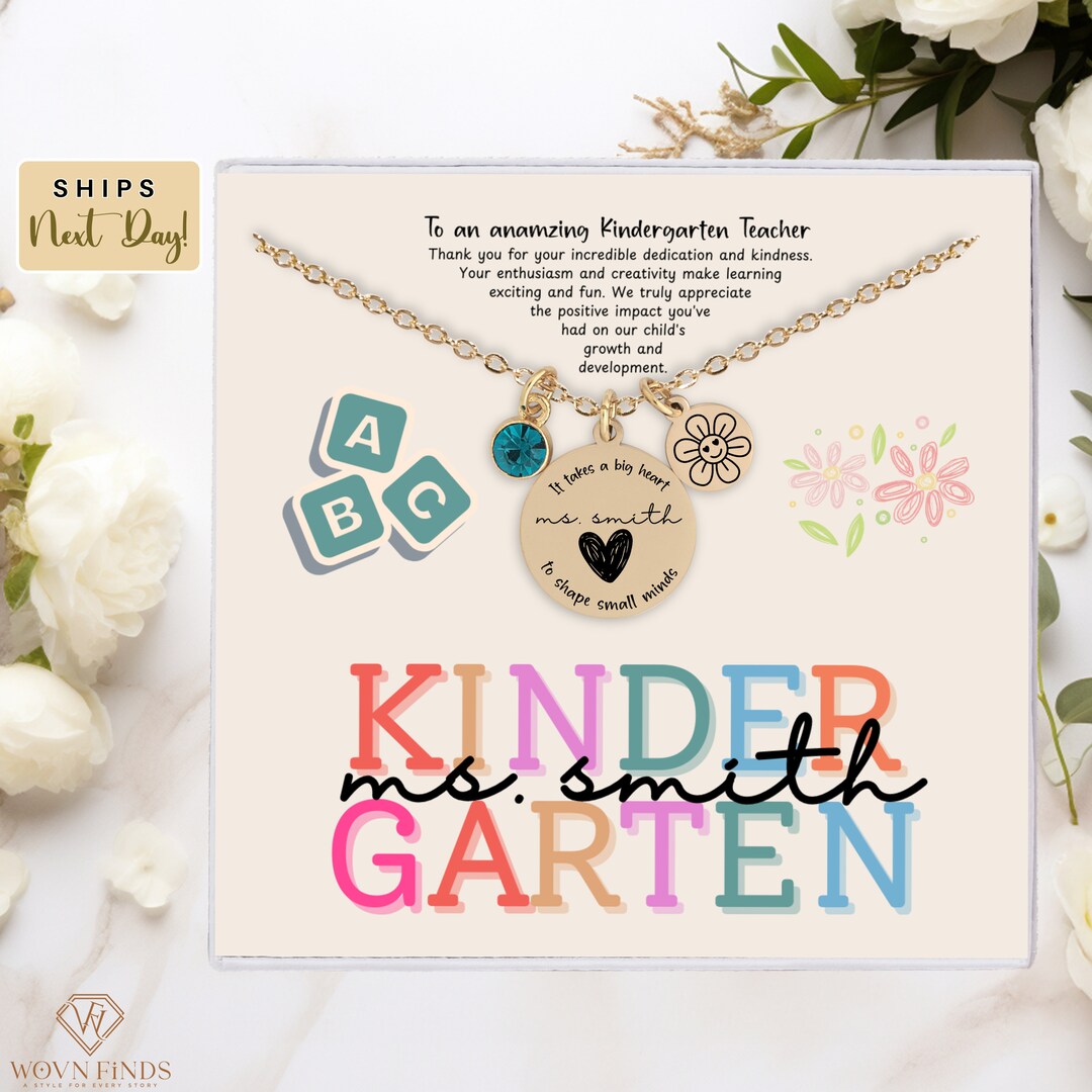Kindergarten Necklace-for Kindergarten Teacher Necklace Personalized ...