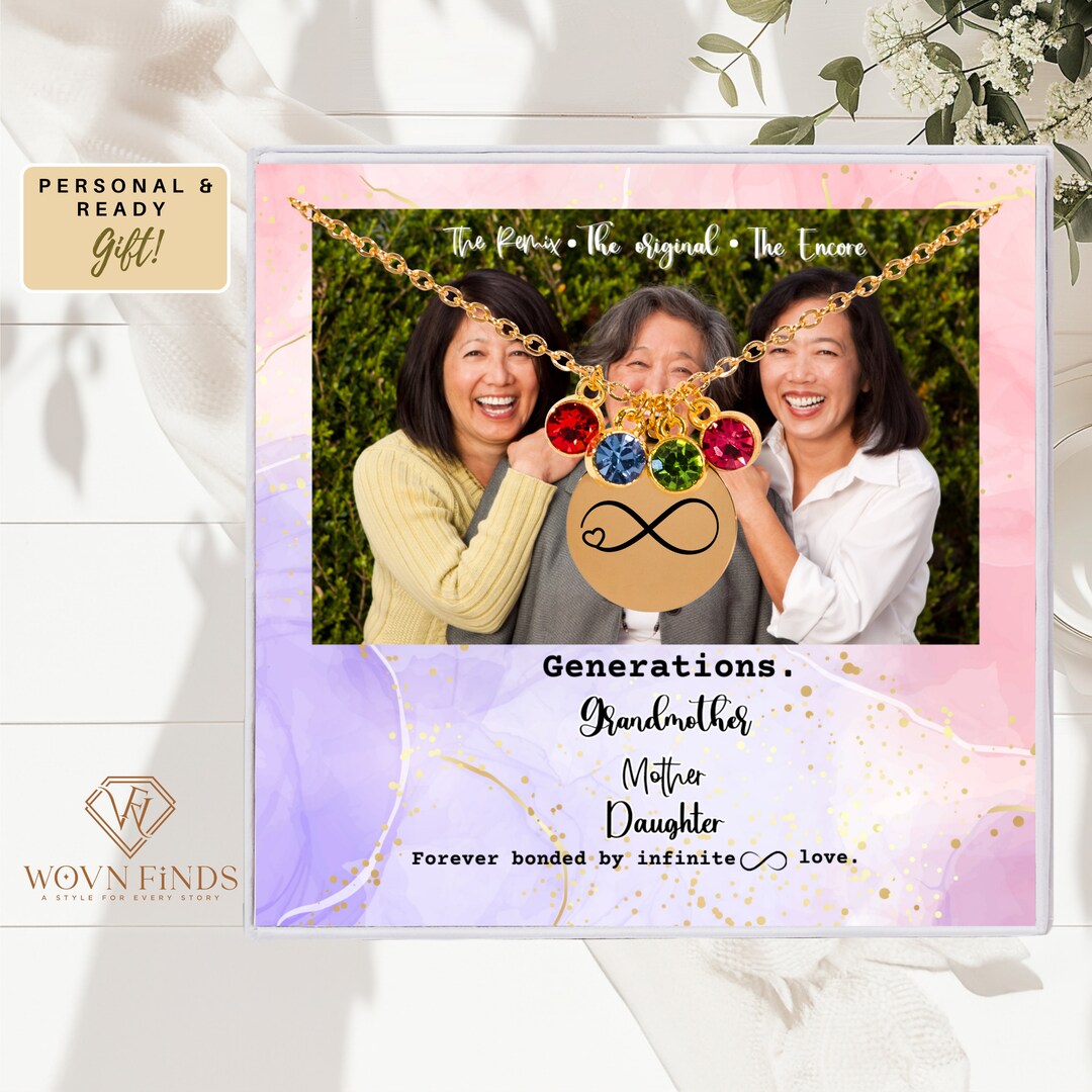 3 Generations Gift, 3 Generations Necklace Gifts With Custom ...