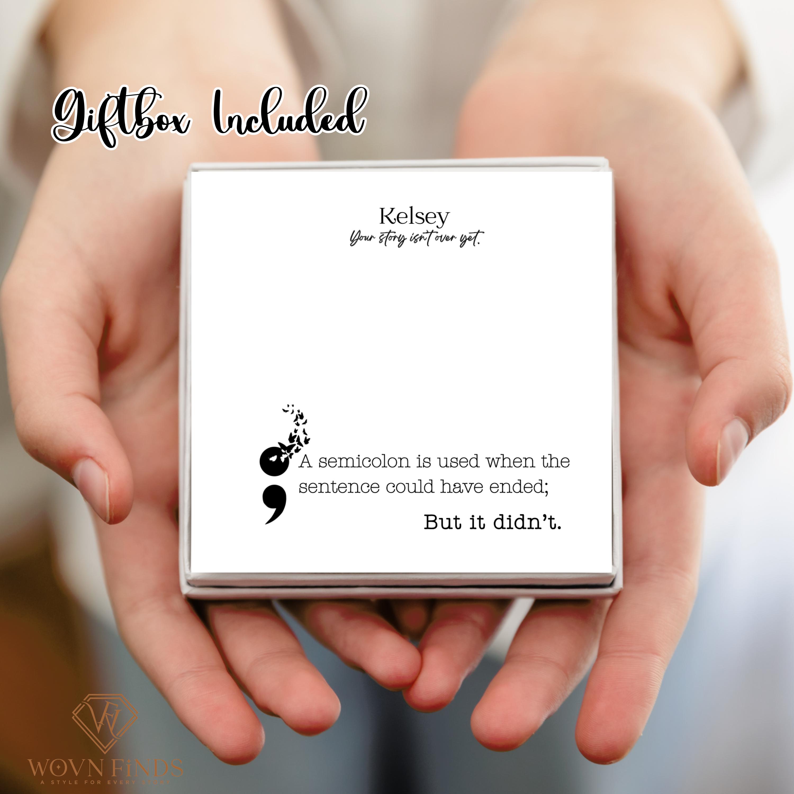 Semi Colon Necklace,personalized Semi Colon Jewelry,mental Health Gift ...