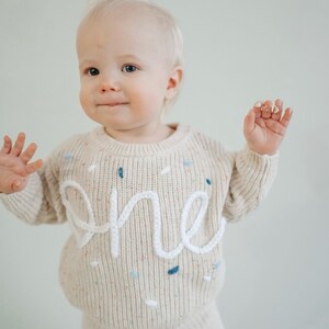 Personalized Hand Embroidered Baby and Toddler Birthday Sweater, One ...