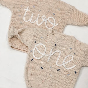 Personalized Hand Embroidered Baby and Toddler Birthday Sweater, One ...