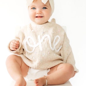 Personalized Hand Embroidered Baby and Toddler Birthday Sweater, One ...